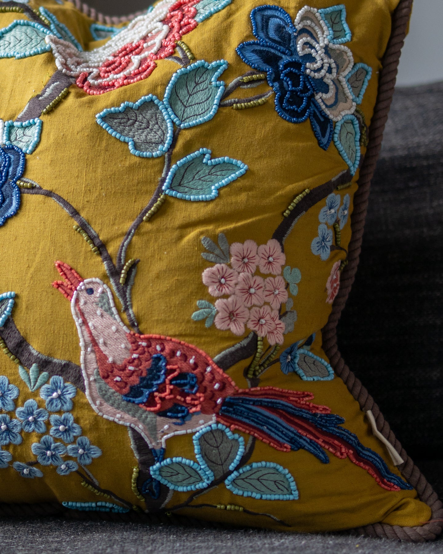 Nori Handmade Organic Cotton Beaded Throw Pillow – YaYa & Co.