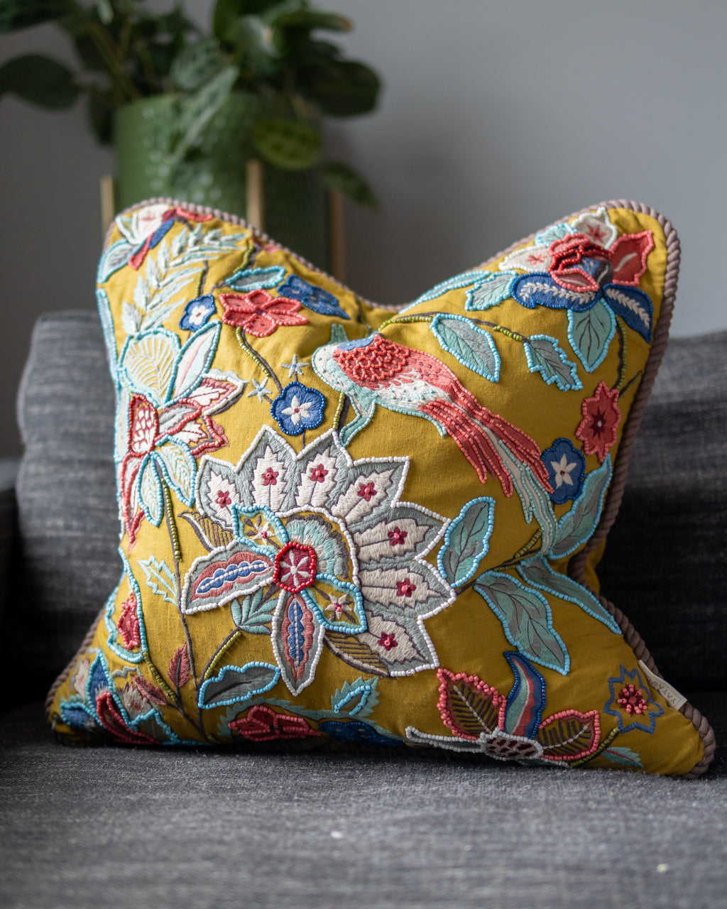 Nori Handmade Organic Cotton Beaded Throw Pillow – YaYa & Co.