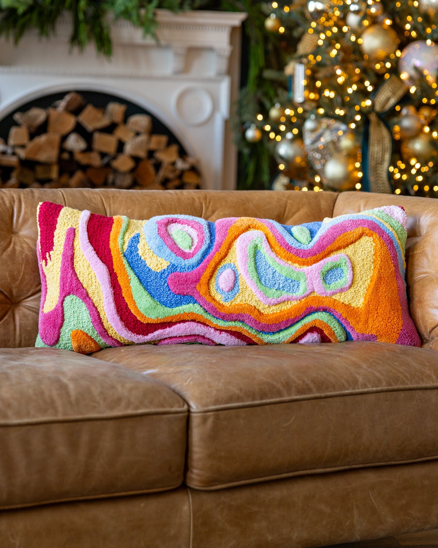 Bellows Organic Cotton Abstract Lumbar Pillow – YaYa & Co.