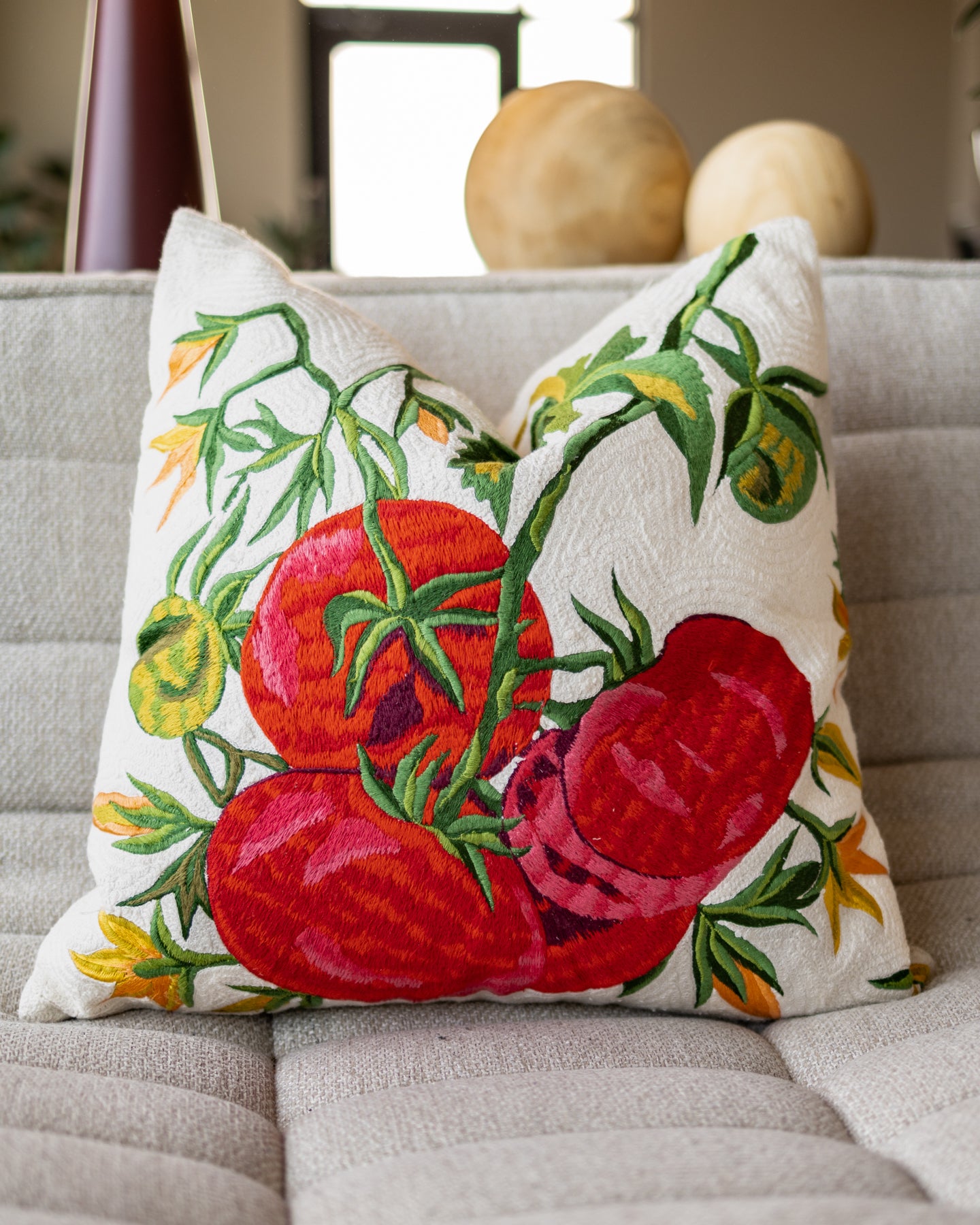 Caprese Abstract Tomato Organic Cotton Throw Pillow – YaYa & Co.