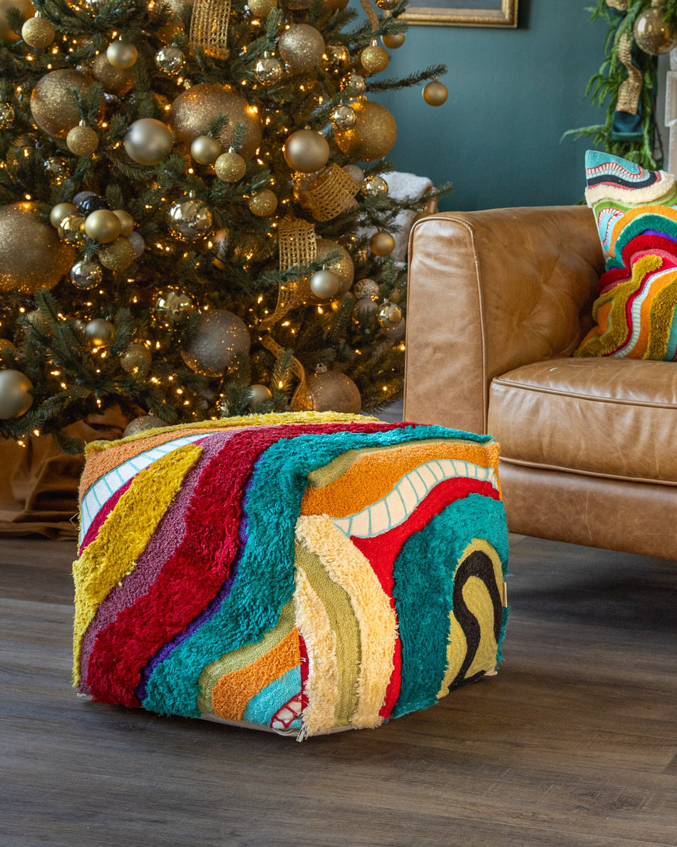 One-of-a-kind Organic Cotton Abstract Poufs – YaYa & Co.