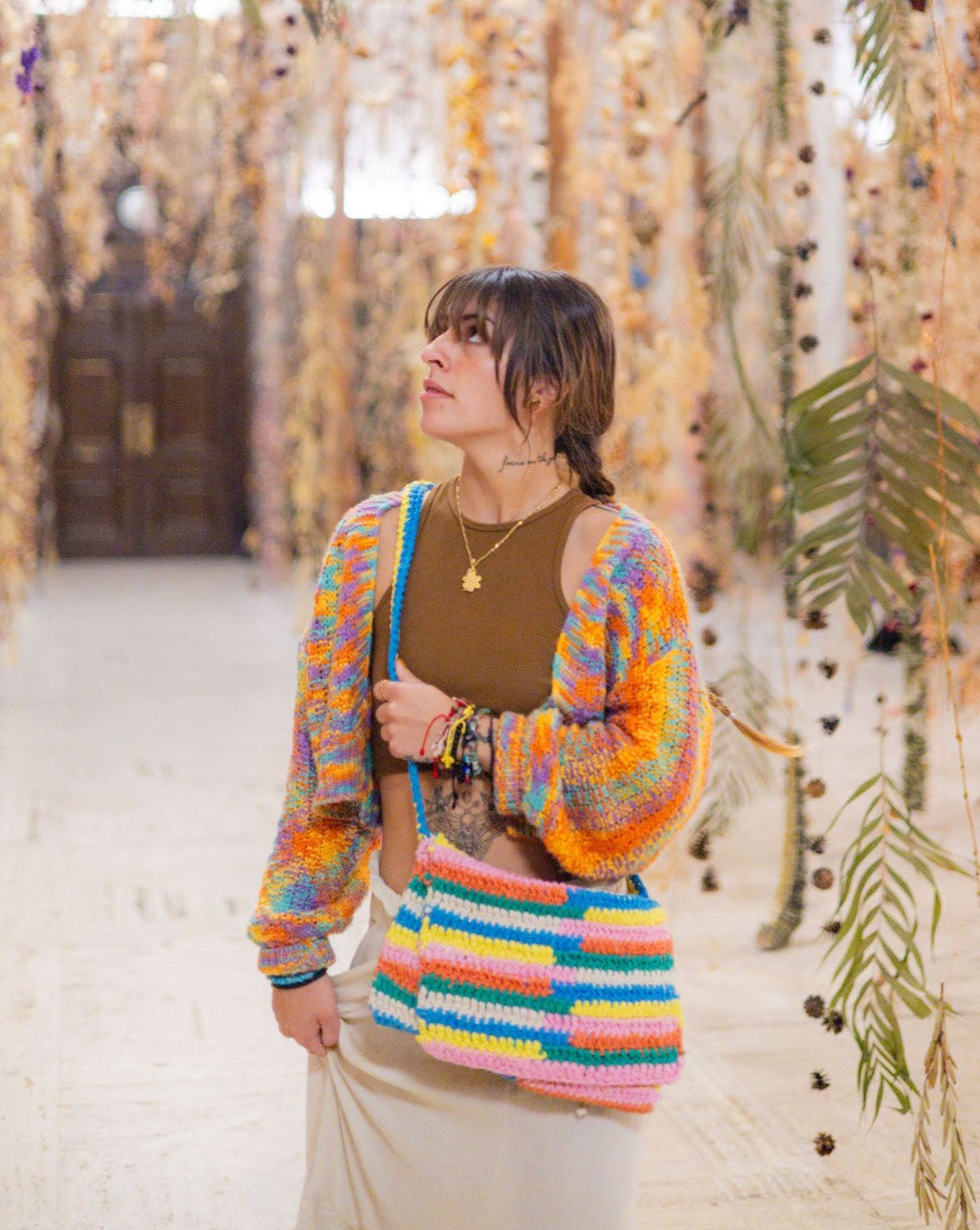 Jenny Abstract Crochet Shoulder Bag – YaYa & Co.