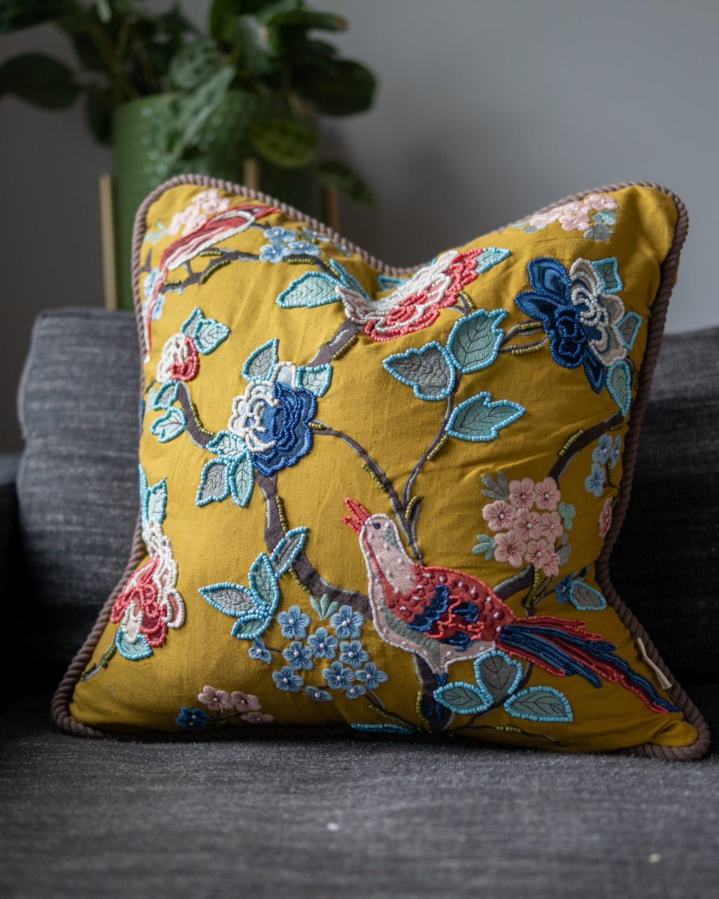 Nori Handmade Organic Cotton Beaded Throw Pillow – YaYa & Co.