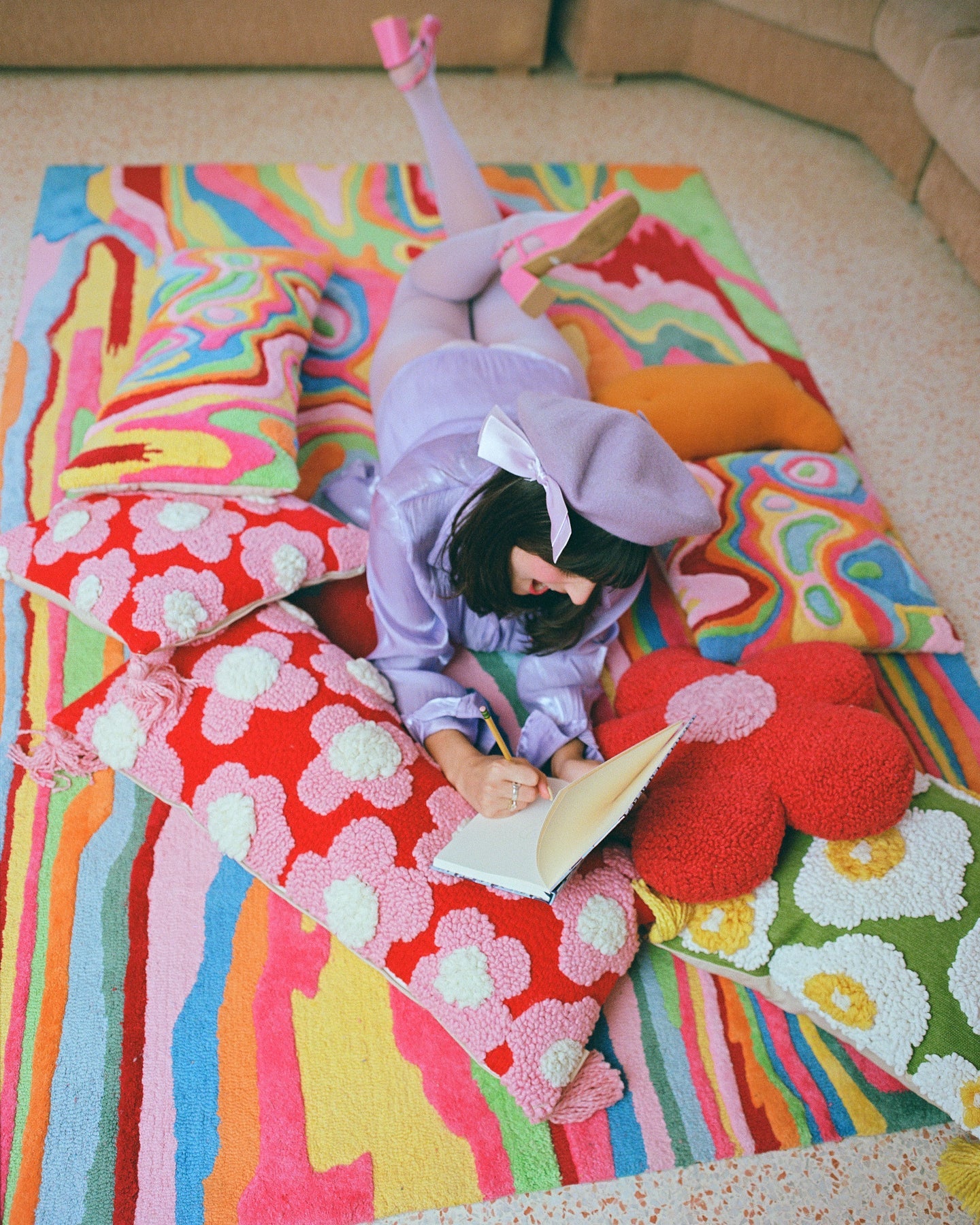 Bellows Organic Cotton Handmade Colorful Tufted Abstract Rug – YaYa & Co.